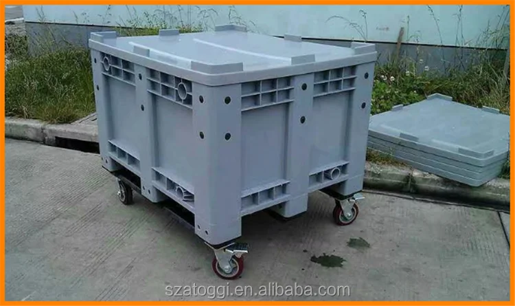 Heavy Duty Plastic Pallet Box with Cover and Wheels