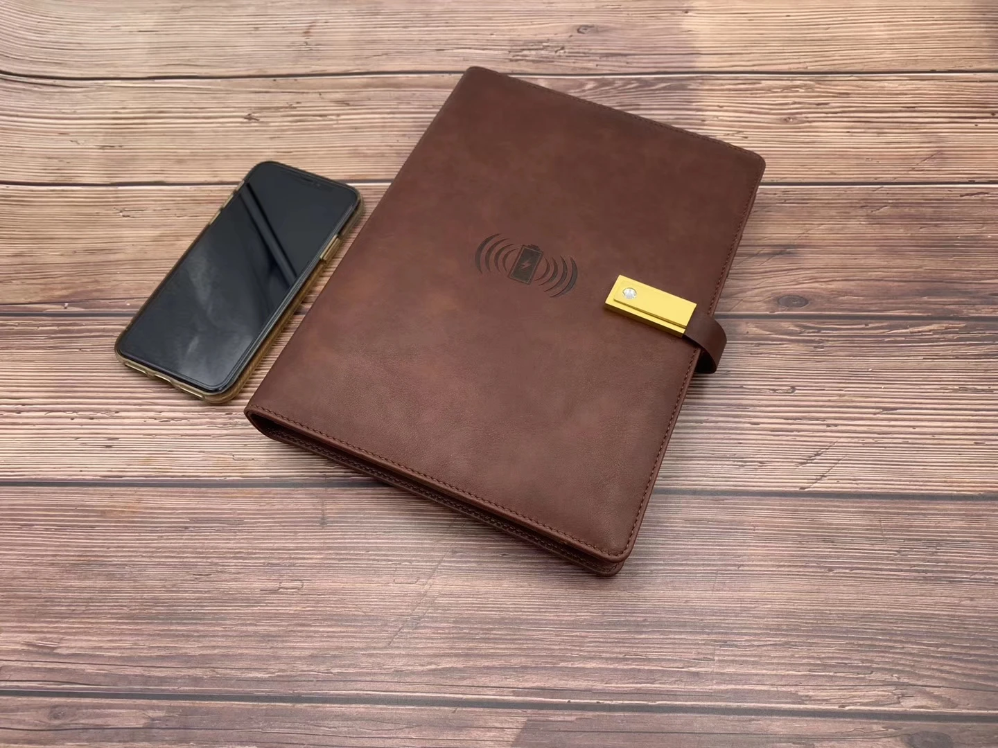 Vtr Multifunctional A5 Leather Cover Wireless Charger Planner Diary ...