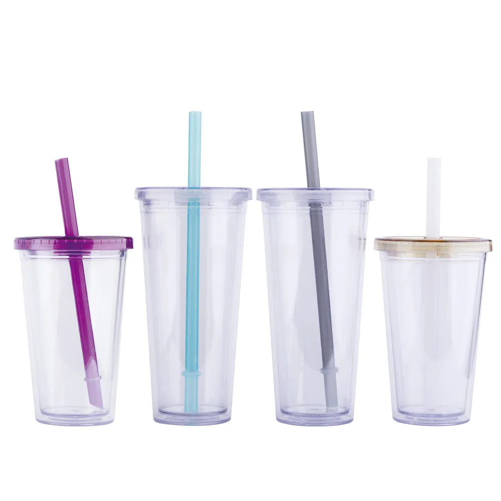 Spill-proof Reusable Plastic Bubble Tea Cups With Lid And Straw - Buy ...