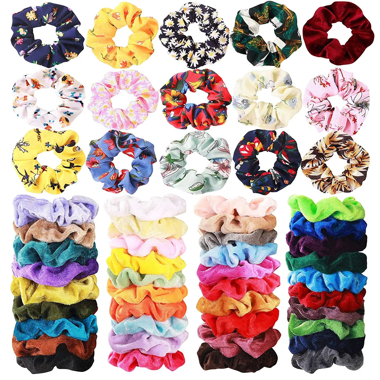 Custom Color or Printing Curly Messy Bun Piece Scrunchie