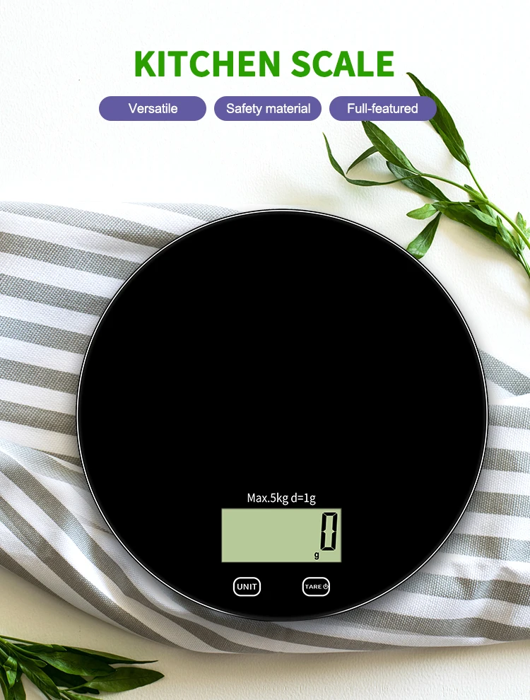 Round Precision Calorie Counting Electronic Digital Kitchen Food Scale ...