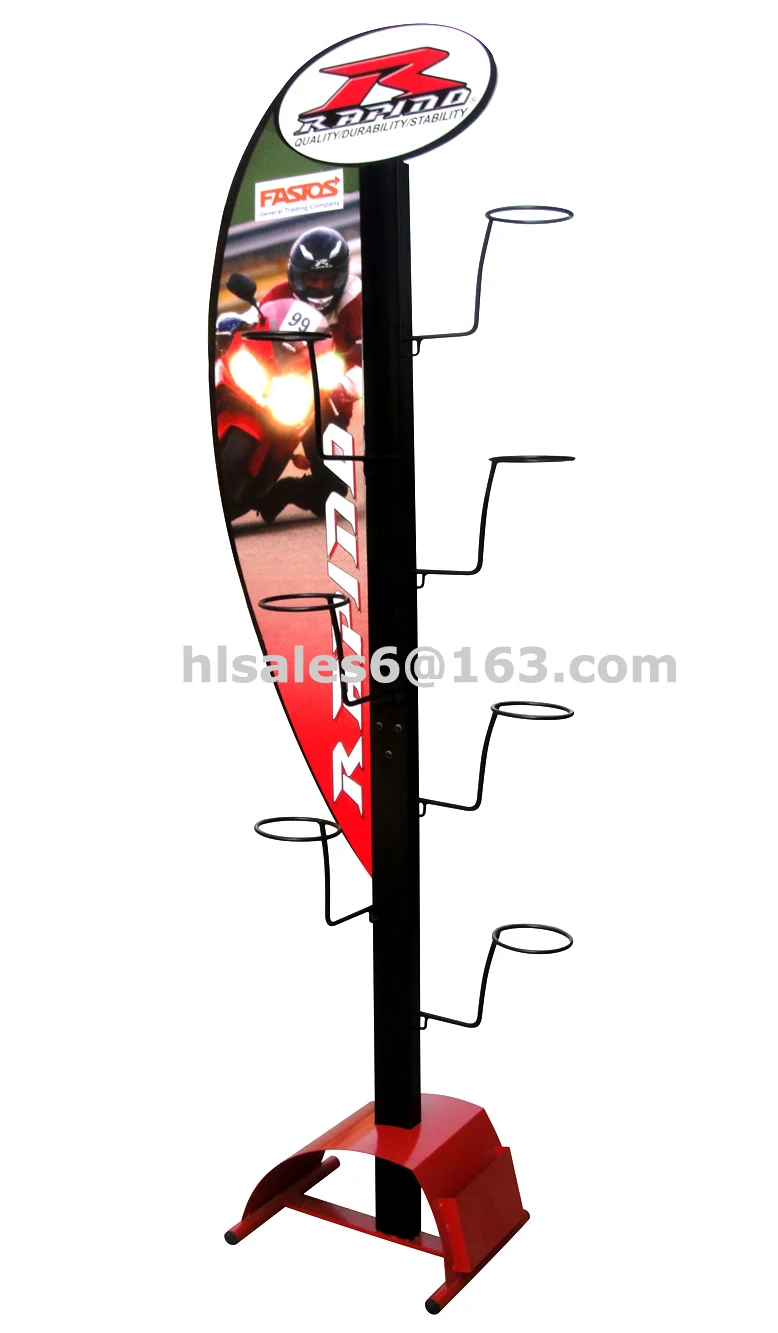 Motorcycle Helmet Display Case - Rotating Rack for Retail