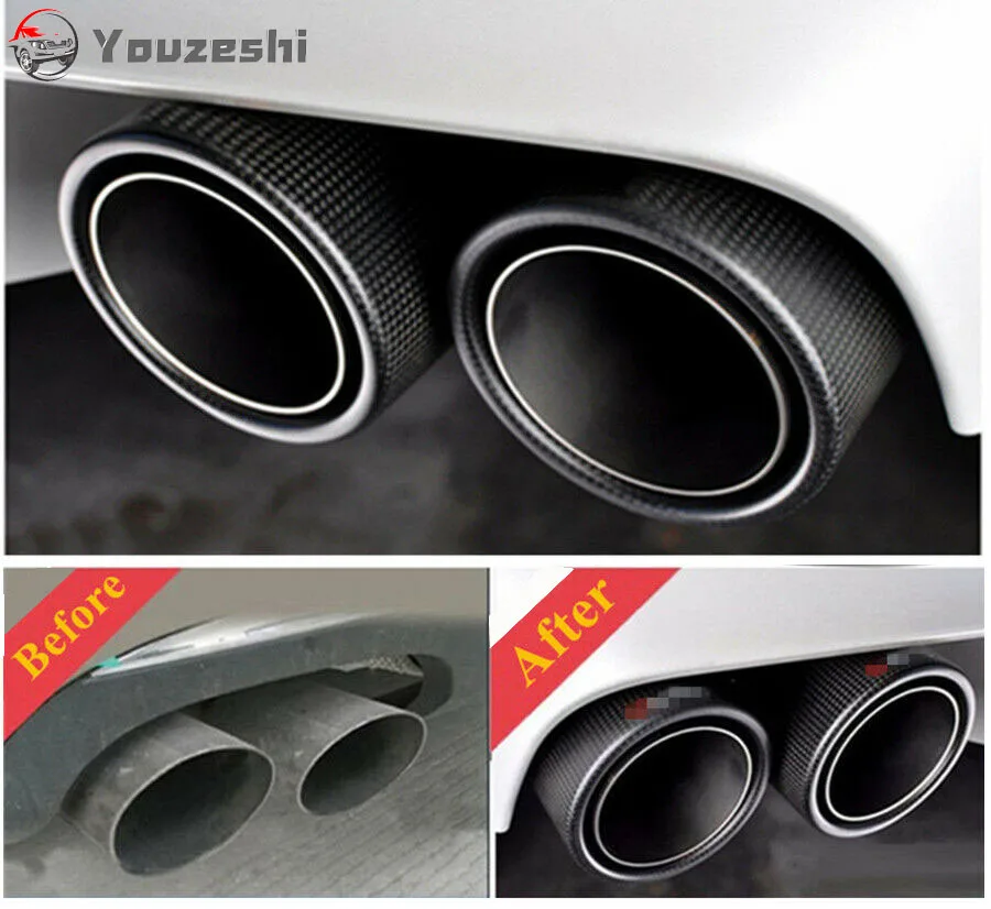 Short Type Real Carbon Fiber Dual End Car Exhaust Pipe