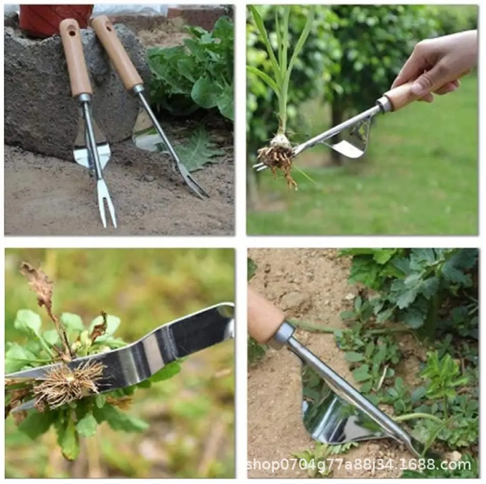Stainless Steel Root Fork Rubber Head Weeder - Eco-friendly
