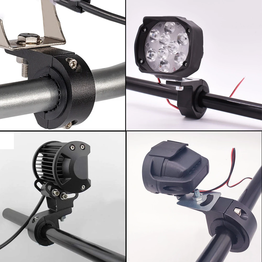 Motorcycle LED Headlight Clamp Bracket Kit - Durable Aluminum Mounts ...