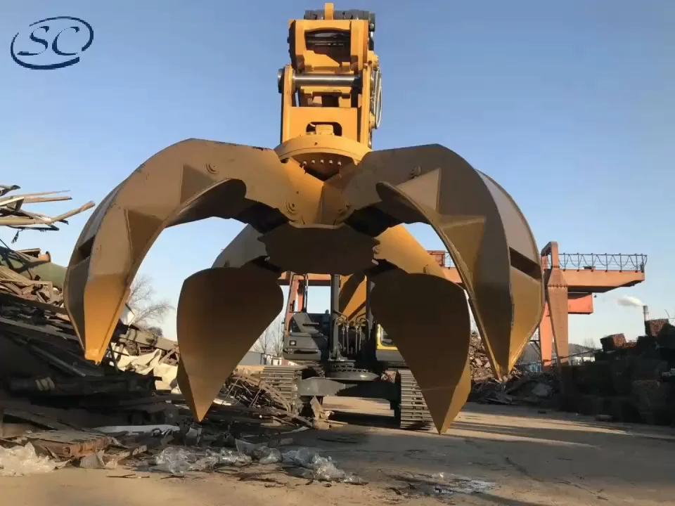Hydraulic Orange Peel Grapple Mounted By Excavator For Scrap Handling ...