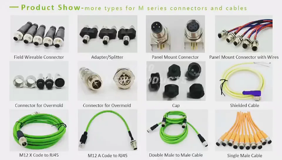 Straight Cable Plug Connector M12x1 A-coded Male To Female M12 Cordset ...