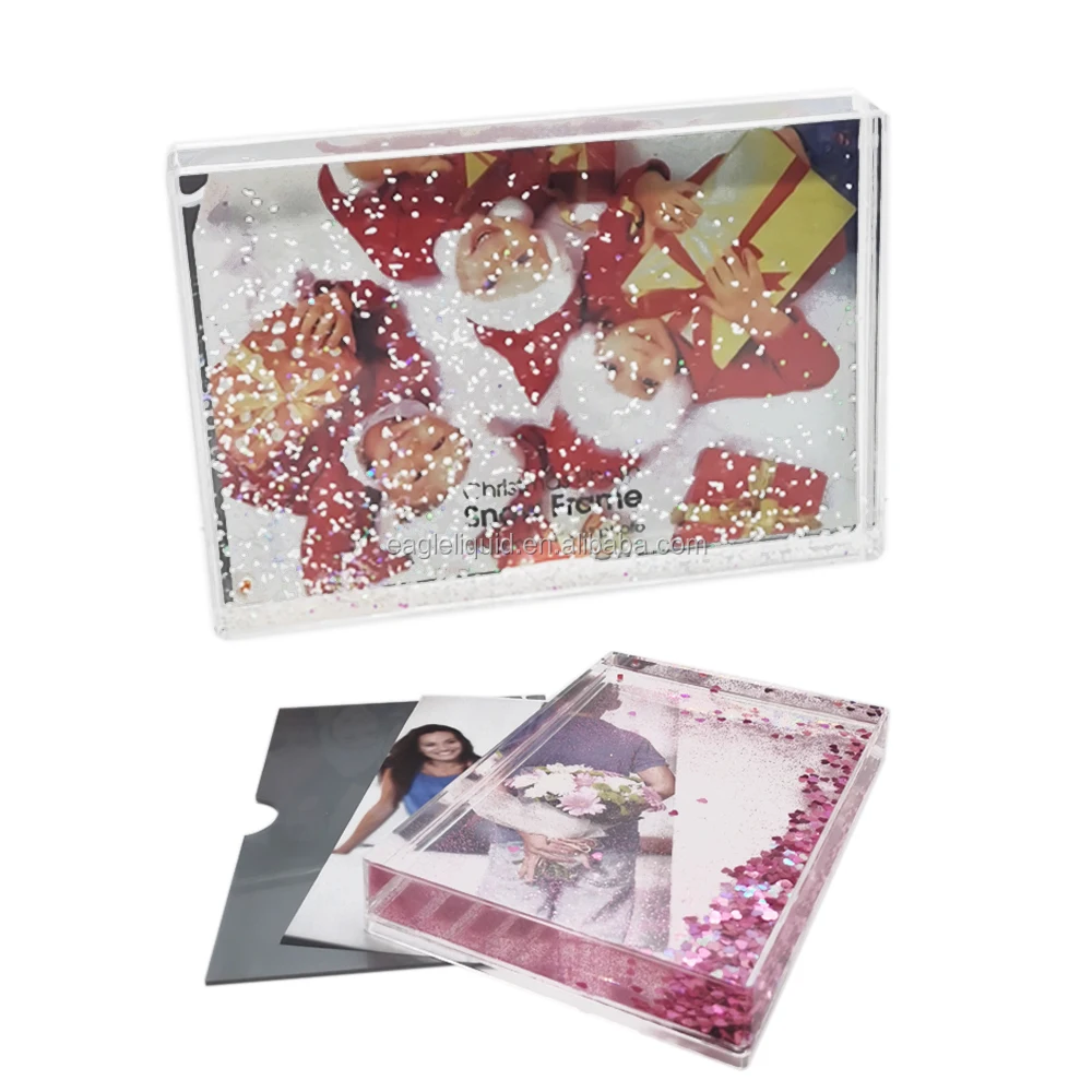 4x6 Instax Liquid Glitter Photo Frame Clear Crystal Acrylic Water ...