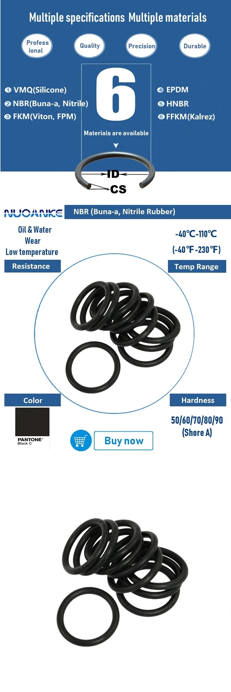 Water-resistant Rubber Oring Nbr Silicone Neoprene O-rings 40 Durometer ...