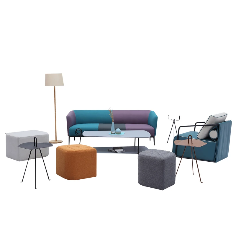Modern Furniture Commercial Latest New Design Colorful Fabric 3 Seater ...