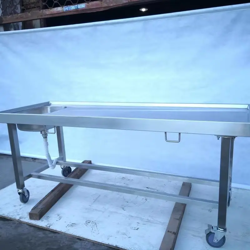 Morgue Furniture Stainless Steel 304 Autopsy Cart Mortuary Table Wash ...