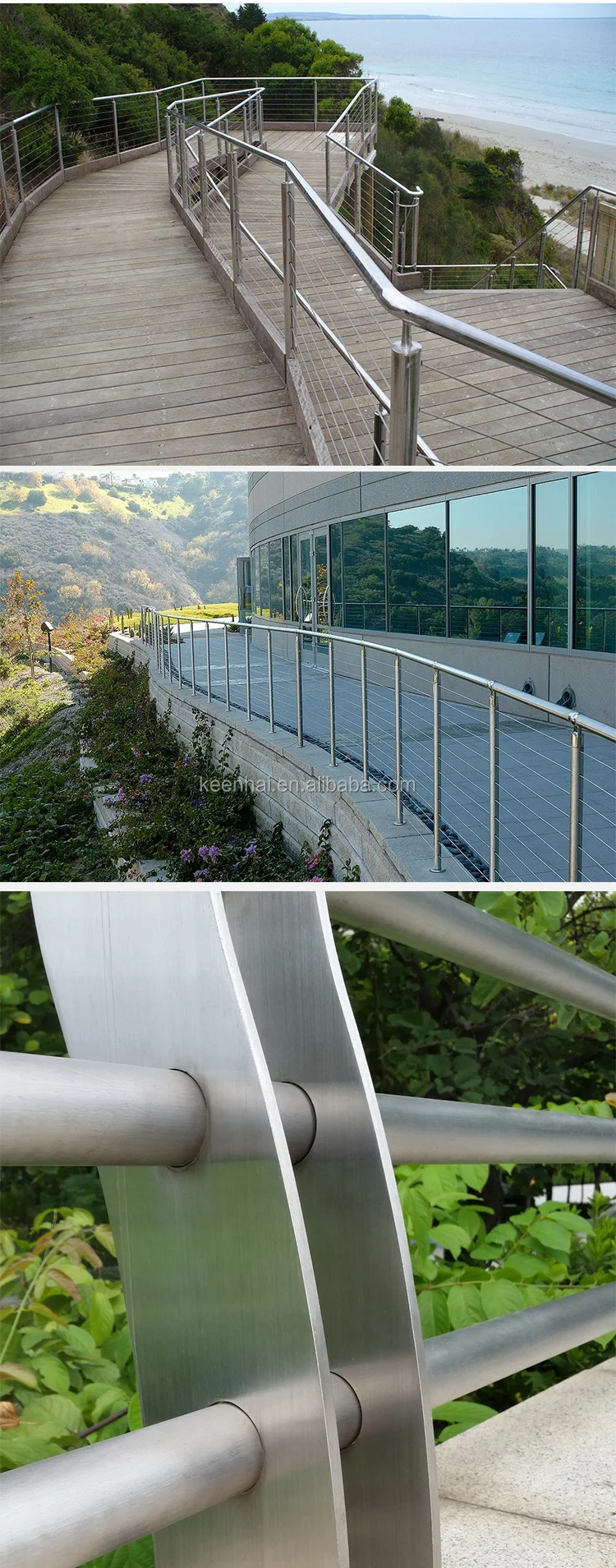 Modern Stainless Steel Balcony Glass Railings Round Shape For Indoor ...