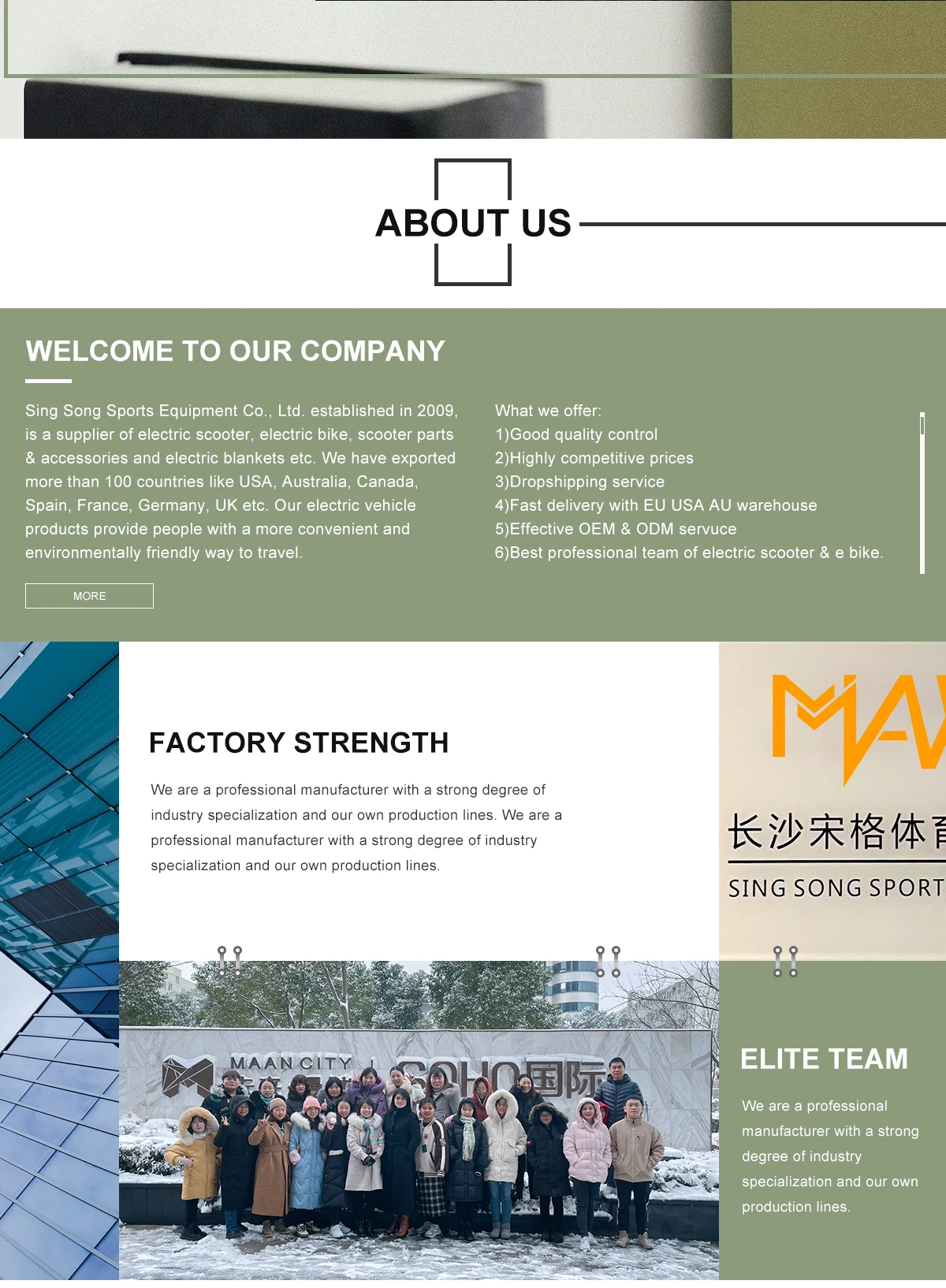 Sing Song Sports Equipment Co., Ltd. - Electric Scooter, Electric Bike