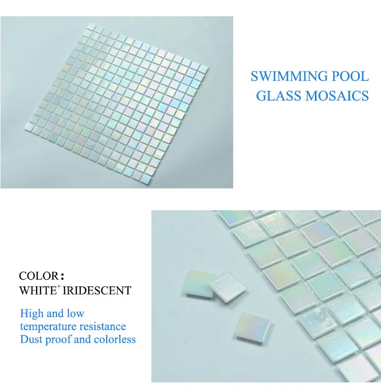 Iridescent Glass Pool Mosaic Tiles - Hot Melt Blue Iridescent Tiles for ...