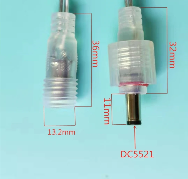 Transparent Cable DC Connector DC5521 - Waterproof & Reliable