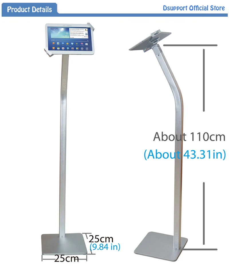 Anti-theft Universal Tablet Display Floor Stand For 10.1-13 " Tablet ...