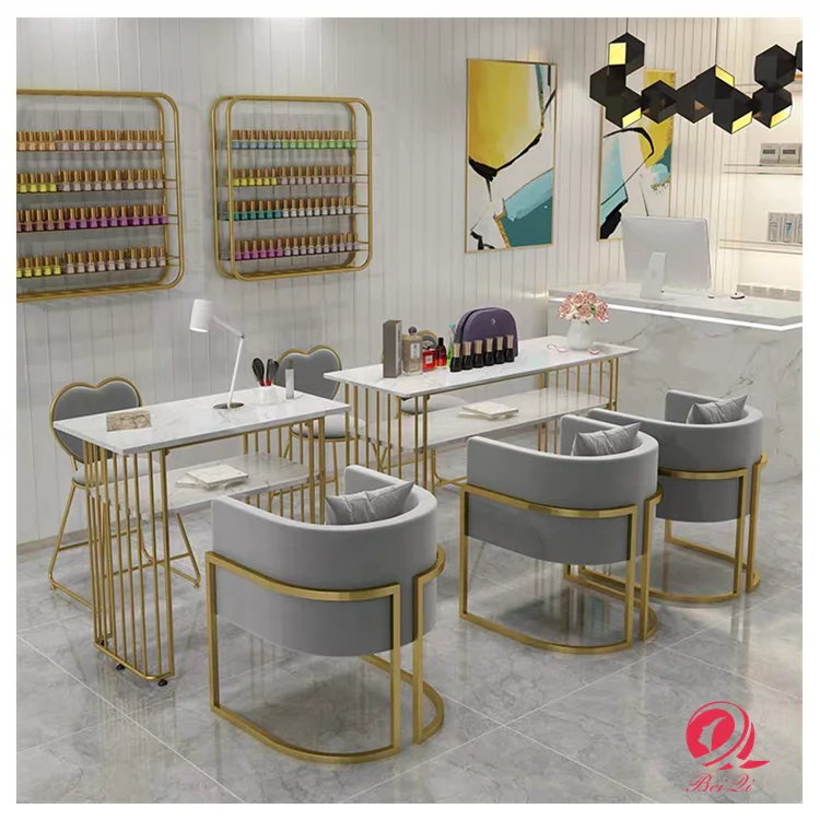 European Style Cheap Kids Nail Spa Salon Marble Manicure Table And ...