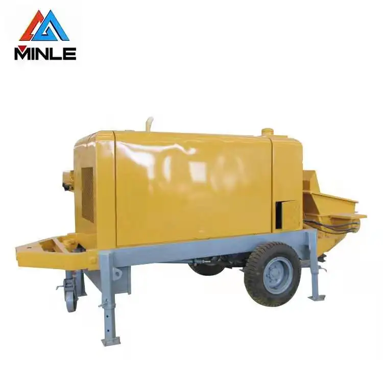 Small Diesel Manual Trailer Concrete Pump With 39kw Diesel Small Manual ...