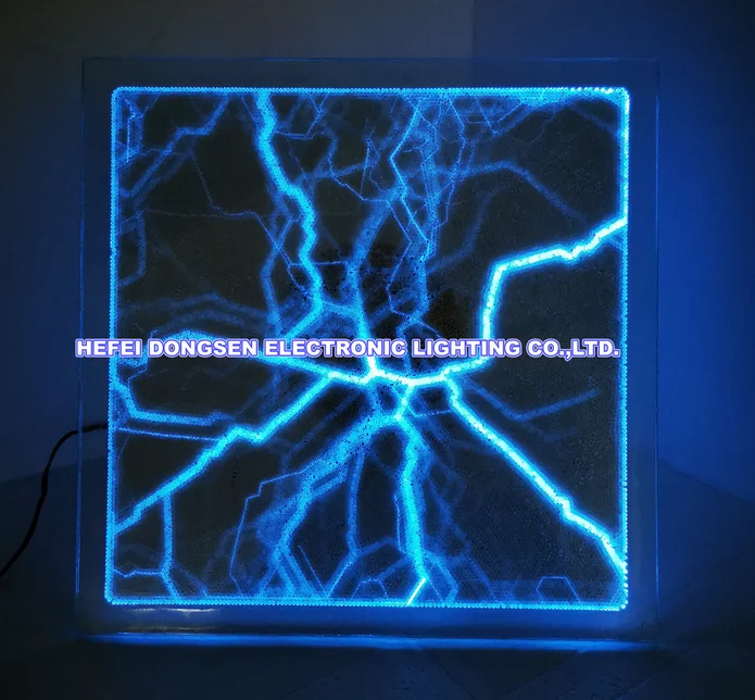 12 Inch Square Plasma Plate - Blue Light Holiday Decor