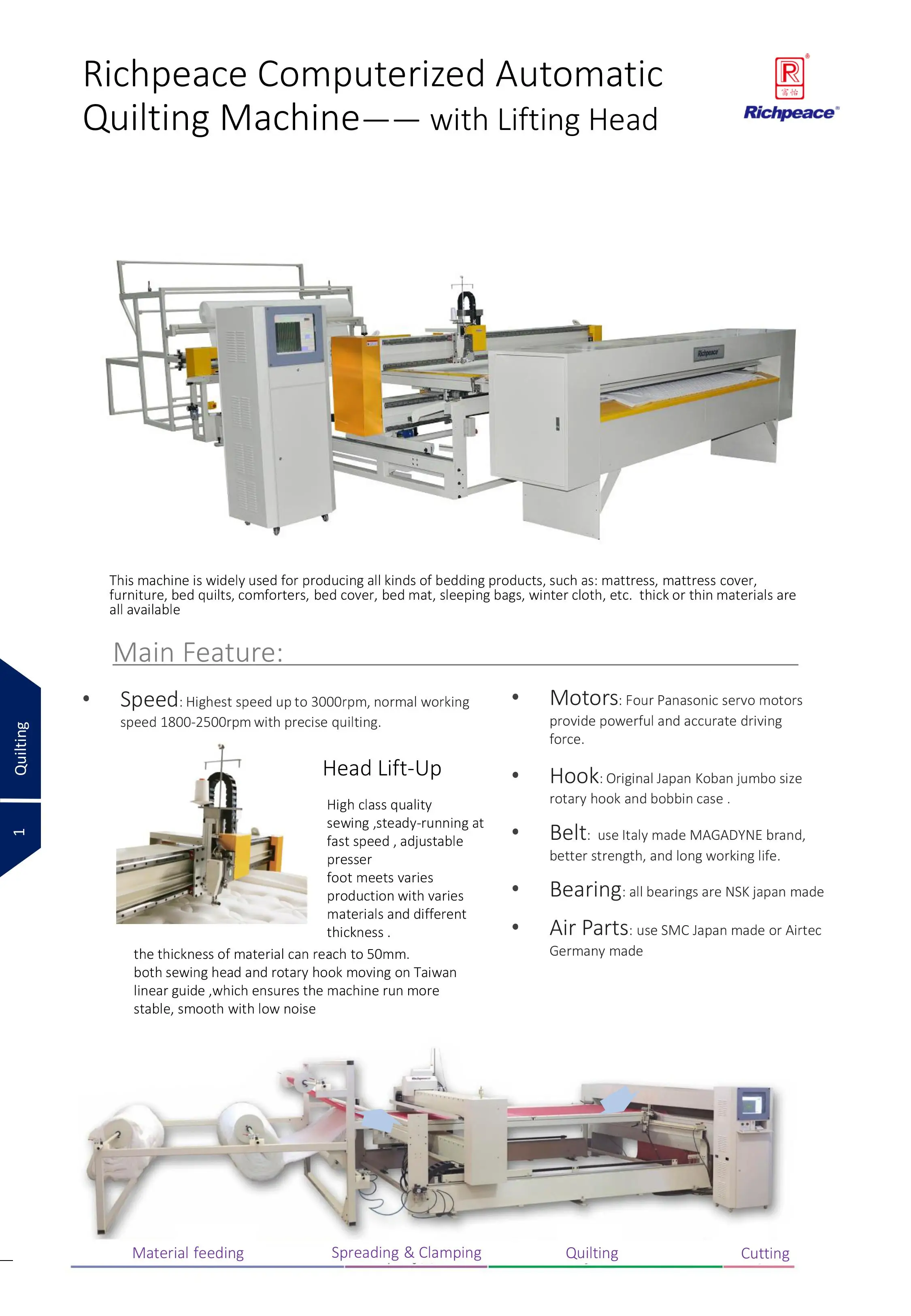 Richpeace Longarm Quilting Machine - Automatic & Efficient