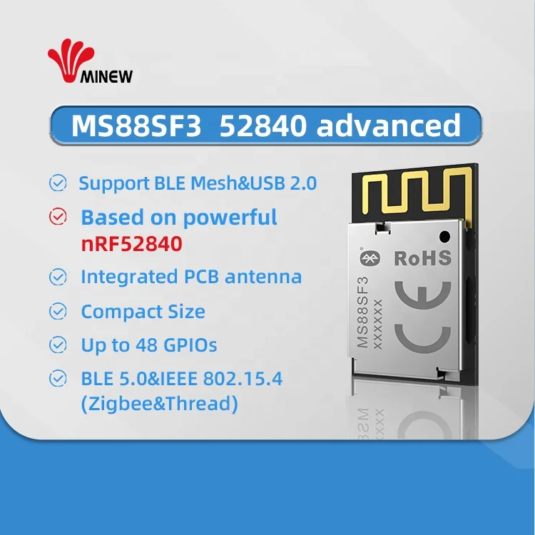 Nordic Micro AOA Nrf52840-Ms88sf31 48 Gpios Zigbee Thread Module