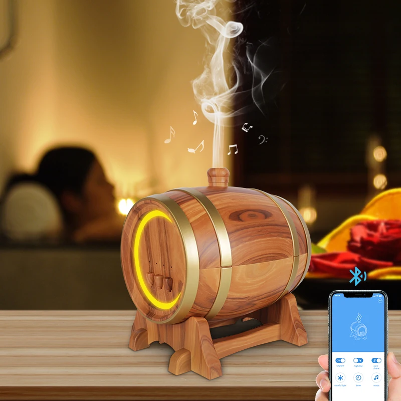 Smart Phone App Barrel Essential Oil Diffuser,Red Wine Bottle Design ...