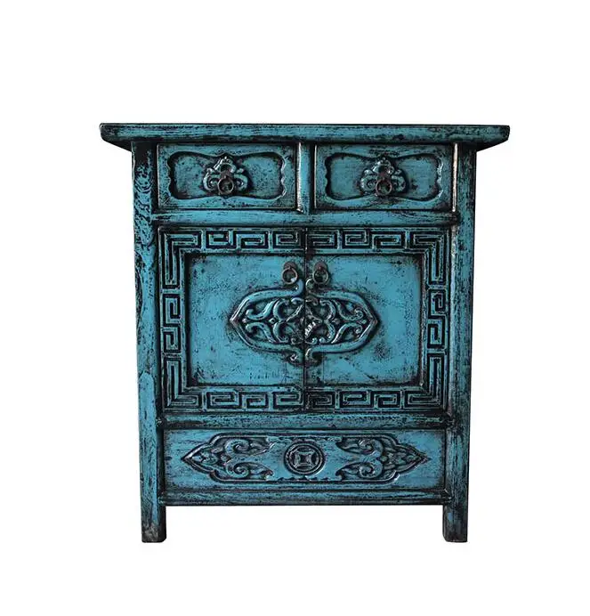 Chinese Antique Painted Night Stands - Reproduction Hand Paint Bedside ...