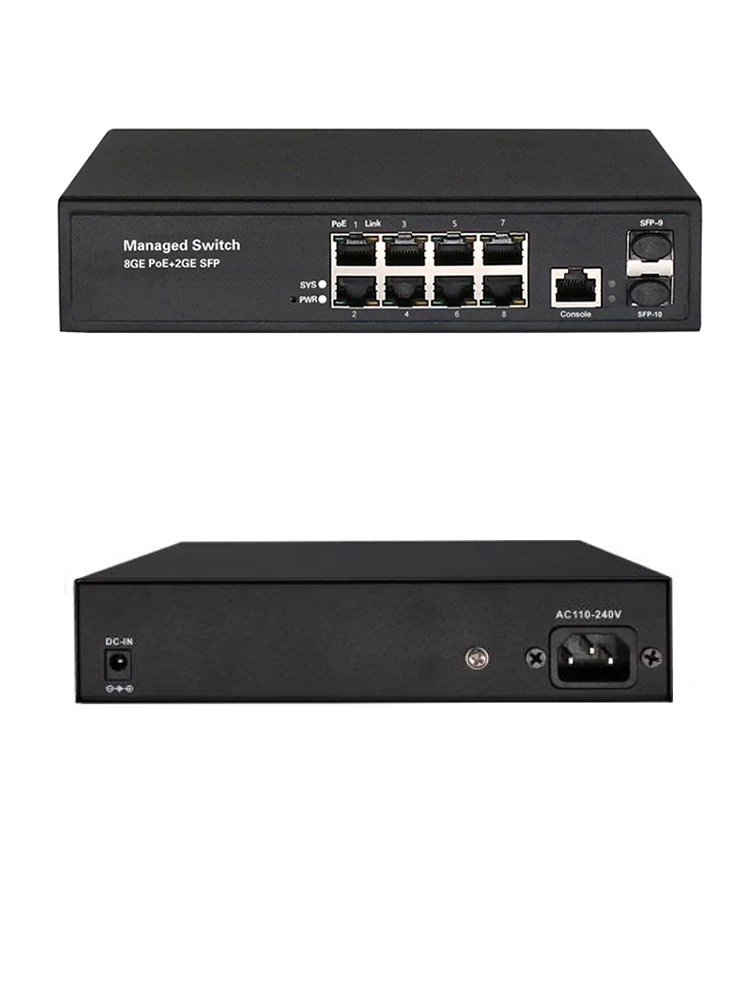 8 Port Managed Ethernet Switch with 2 SFP Slots - Switch Con Fibra