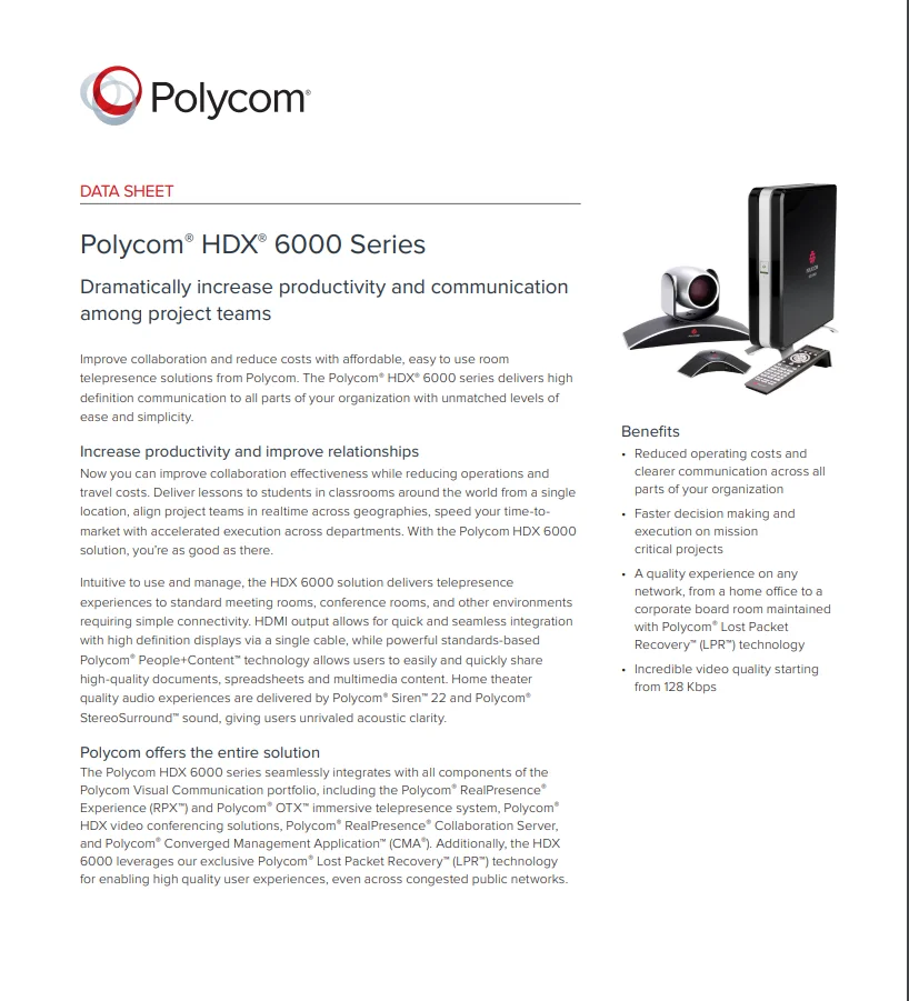 Original Sealed Premier Polycom Hdx 6000-720 Codec Video Conference ...