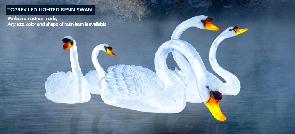 Toprex Holiday Light up Resin LED Lighted Swan Decoration
