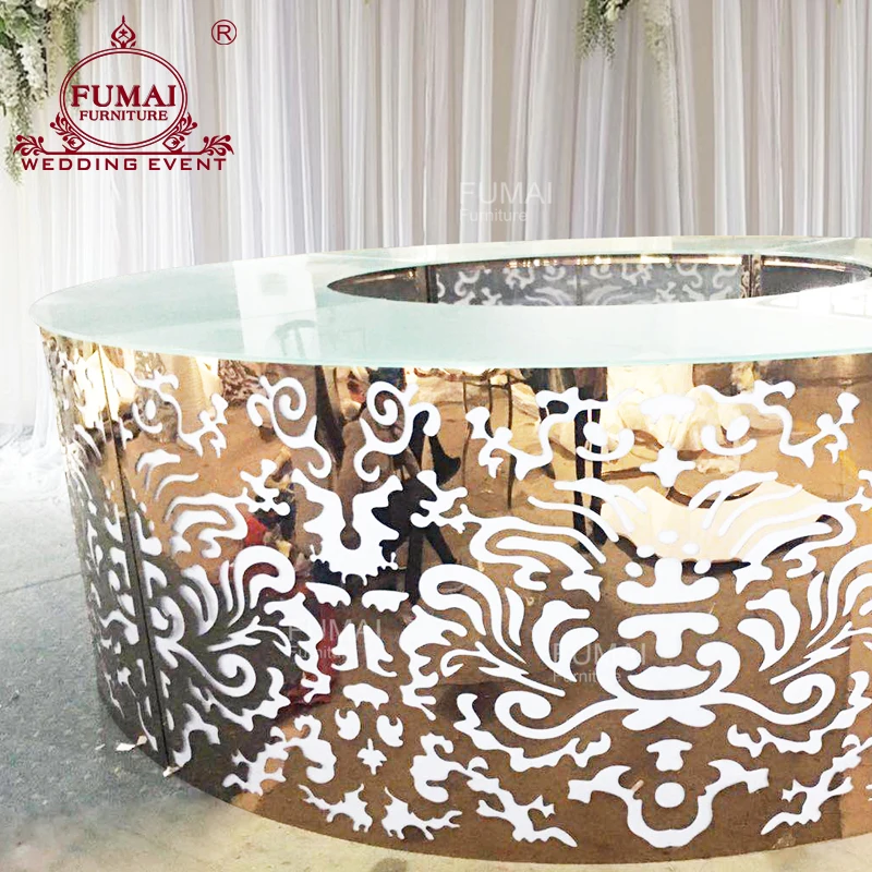 2021latest Model Round Shaped Led Lighted Reception Bar Counter Design ...