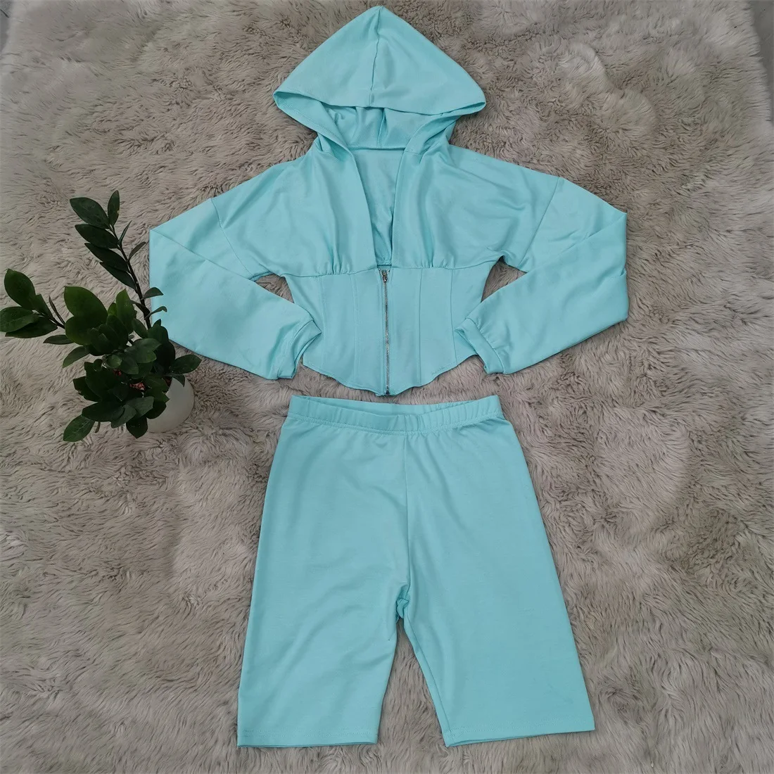 Unbranded Plain Custom Logo Two Piece Set Tracksuit Women Bike Sports ...