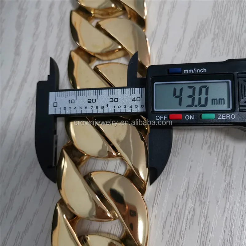 Bully Heavy Duty Stainless Steel 43mm Cuban Link Chain Dog Collar Gold ...