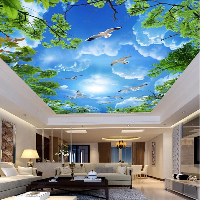 Modern 3D Ceiling Wallpaper Mural - Self Adhesive PVC Sky Pattern for ...