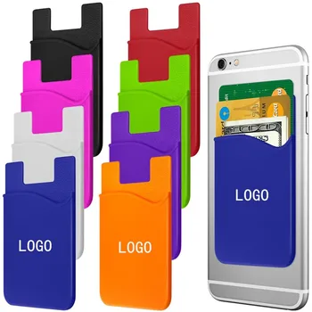 Multi Color Silicone 3m Sticky Adhesive Smart Phone Wallet Pouch Card ...