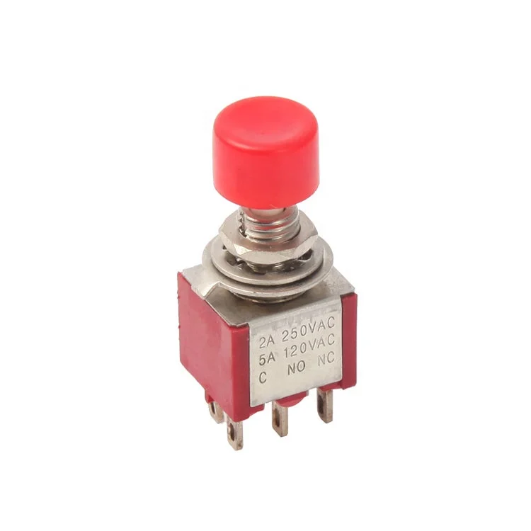 6mm Miniature 2a 250v Double Pole Dpdt 6 Pin Spring Return On-(on) Auto Button Reset Colored ...