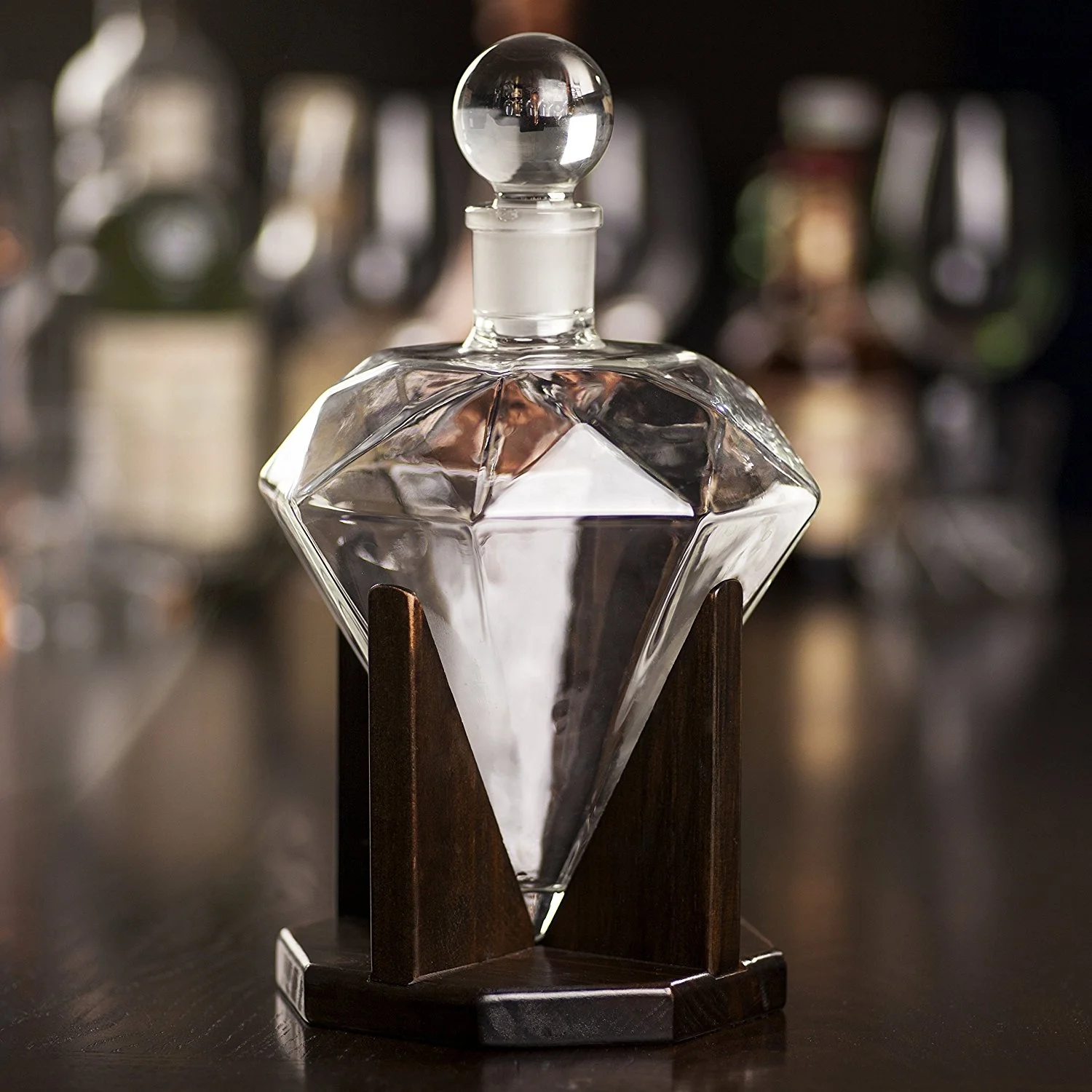 1000ml Whiskey Decanter Set - Elegant Glass Diamond Design