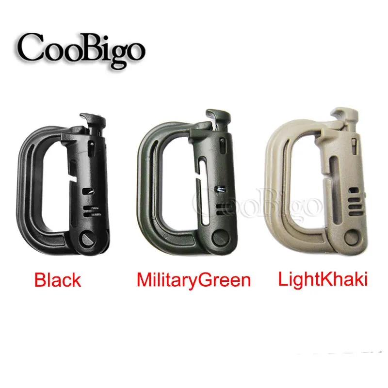 50pcs Plastic D Ring Grimlock Carabiner Clips Molle Tactical Backpack ...