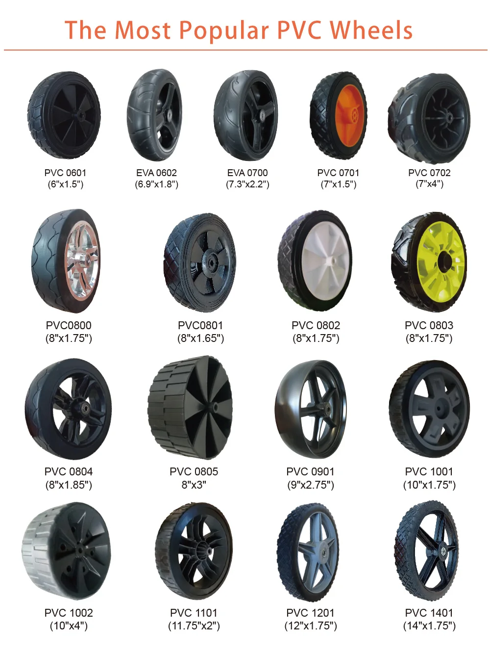 12 Inch PVC Wheels for High Wheel Lawn Mowers & Trolleys