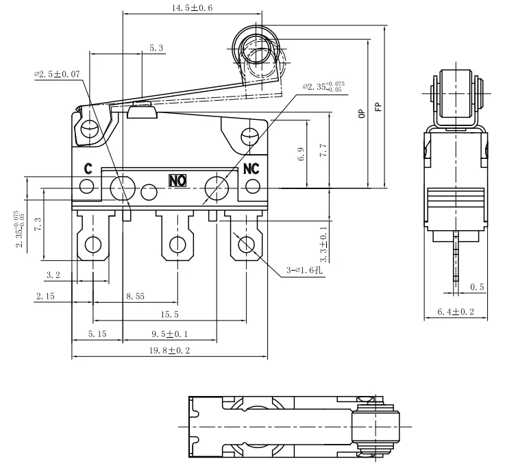 Micro-interrupteur 3 Broches 3a 250v T85 40t85 Micro-interrupteur ...