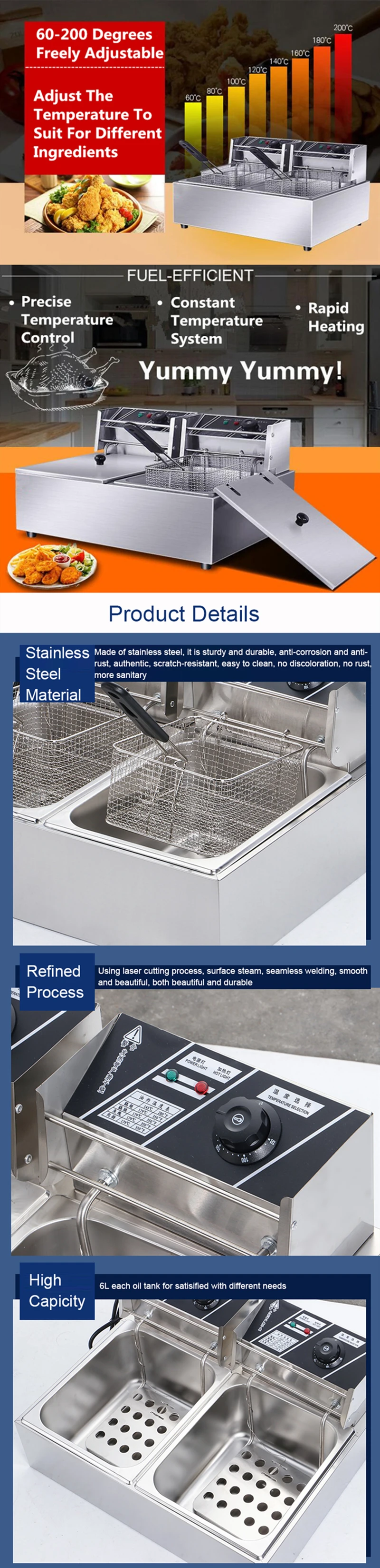 Commercial Electric Counter Double 2 Tank Deep Fryer Portable ...