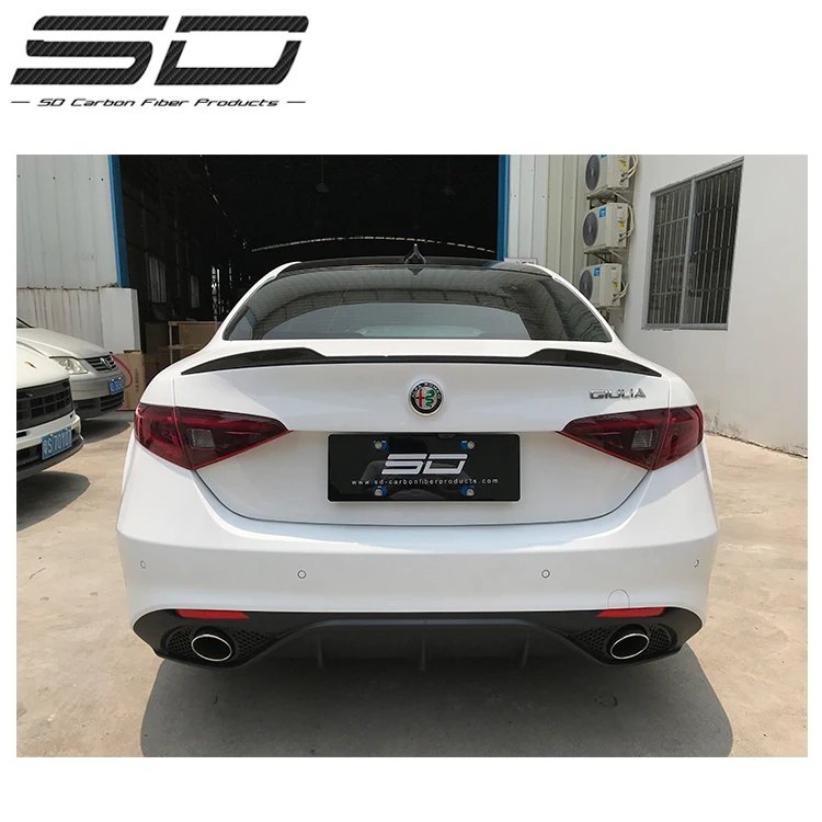 Quadrifoglio Style Carbon Fiber Bodykit Rear Spoiler Wing For Alfa ...