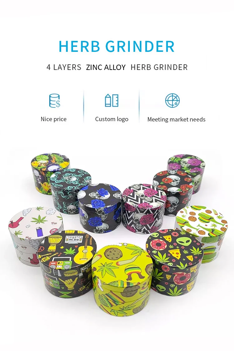 Black Herb Grinder 4 Layer Custom Herbal Tobacco Logo Weed Grinder ...