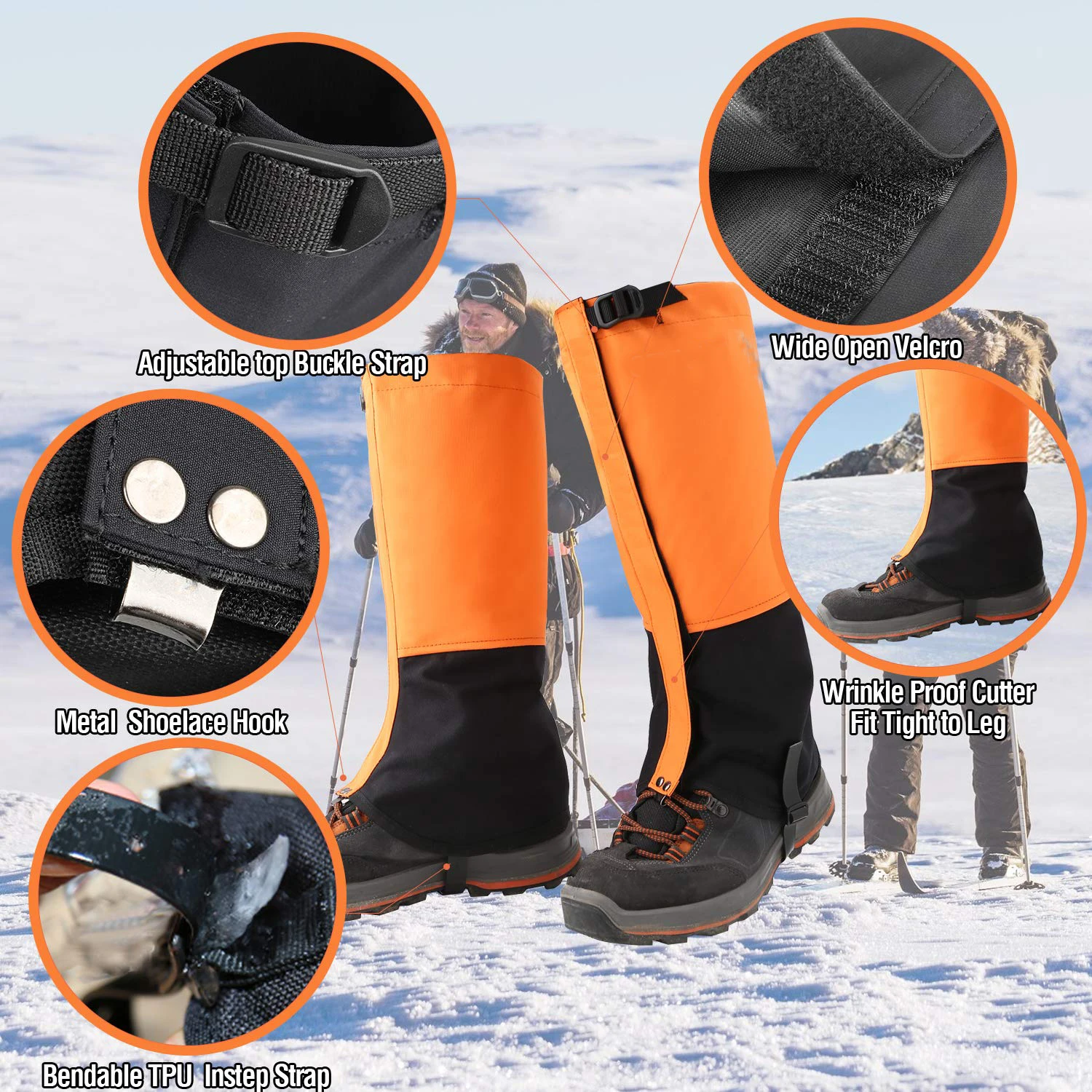 Waterproof Leg Gaiters - Ideal for Snowshoeing & Hiking