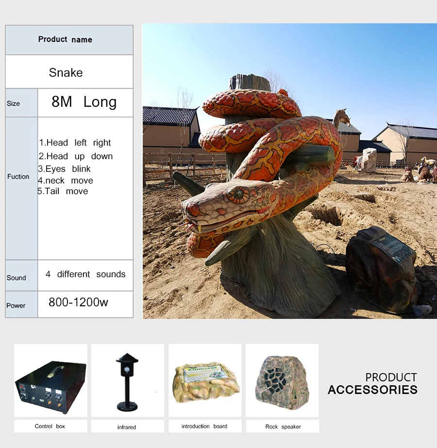 Realistic Life Sized Animal Model Animatronics Remote Control Snake For ...