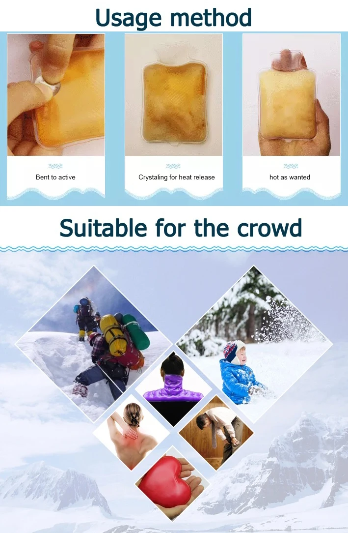 Reusable Click Heat Pad Pvc Sodium Acetate Instant Hot Pack Hand Warmer ...