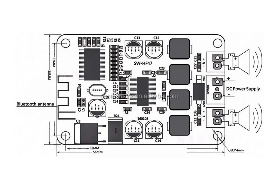 TPA3110 Amplifier - 2x15w Digital Stereo Audio Power Amp