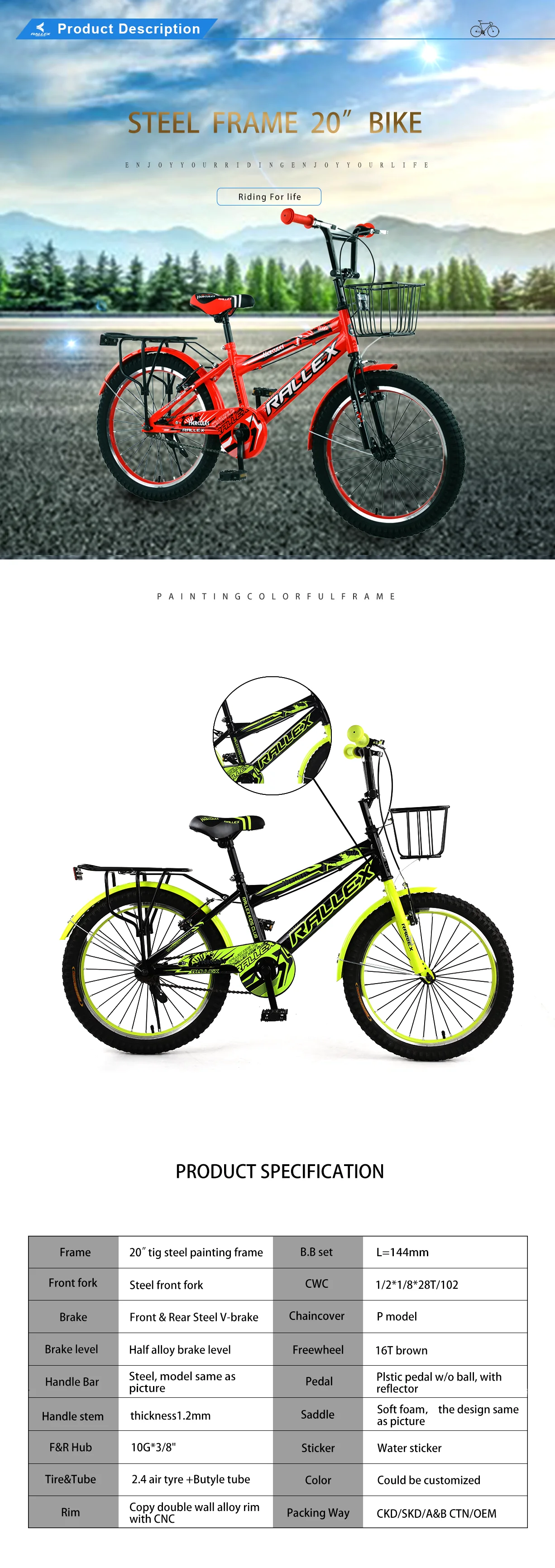 Rallex Ra-c20020 Bicycle For Kids Light Frame Mtb Bmx Bikes Mountain ...