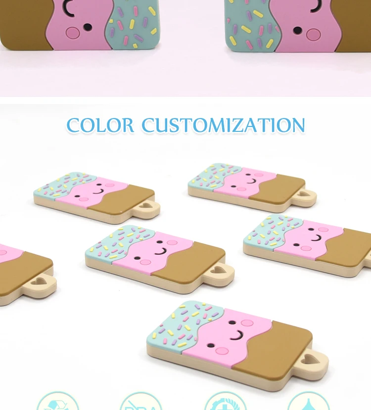 Ice Cream Teething Toys Baby Theether Food Grade Silicone Teether For ...