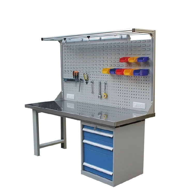 Custom Industrial Stainless Steel Work Bench Workbench With Tool Rack ...